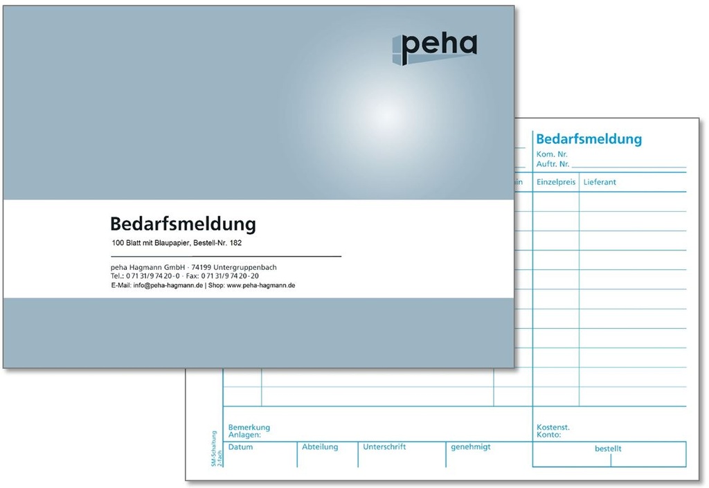 Formular Bedarfsmeldung, A5 quer, | 100 Blatt/Block | peha Hagmann GmbH